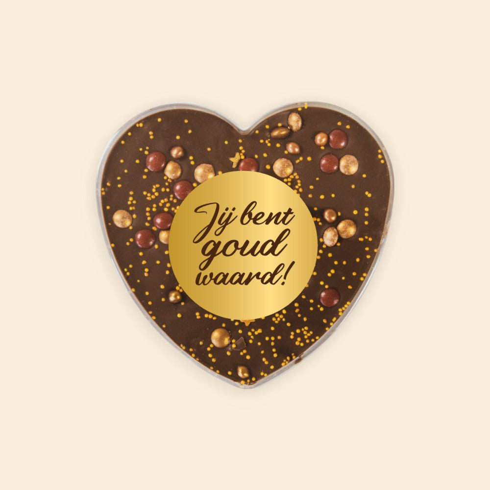 Chocolade hart Goud | Veel Liefs