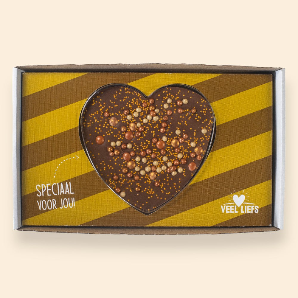 Chocolade hart Goud | Veel Liefs